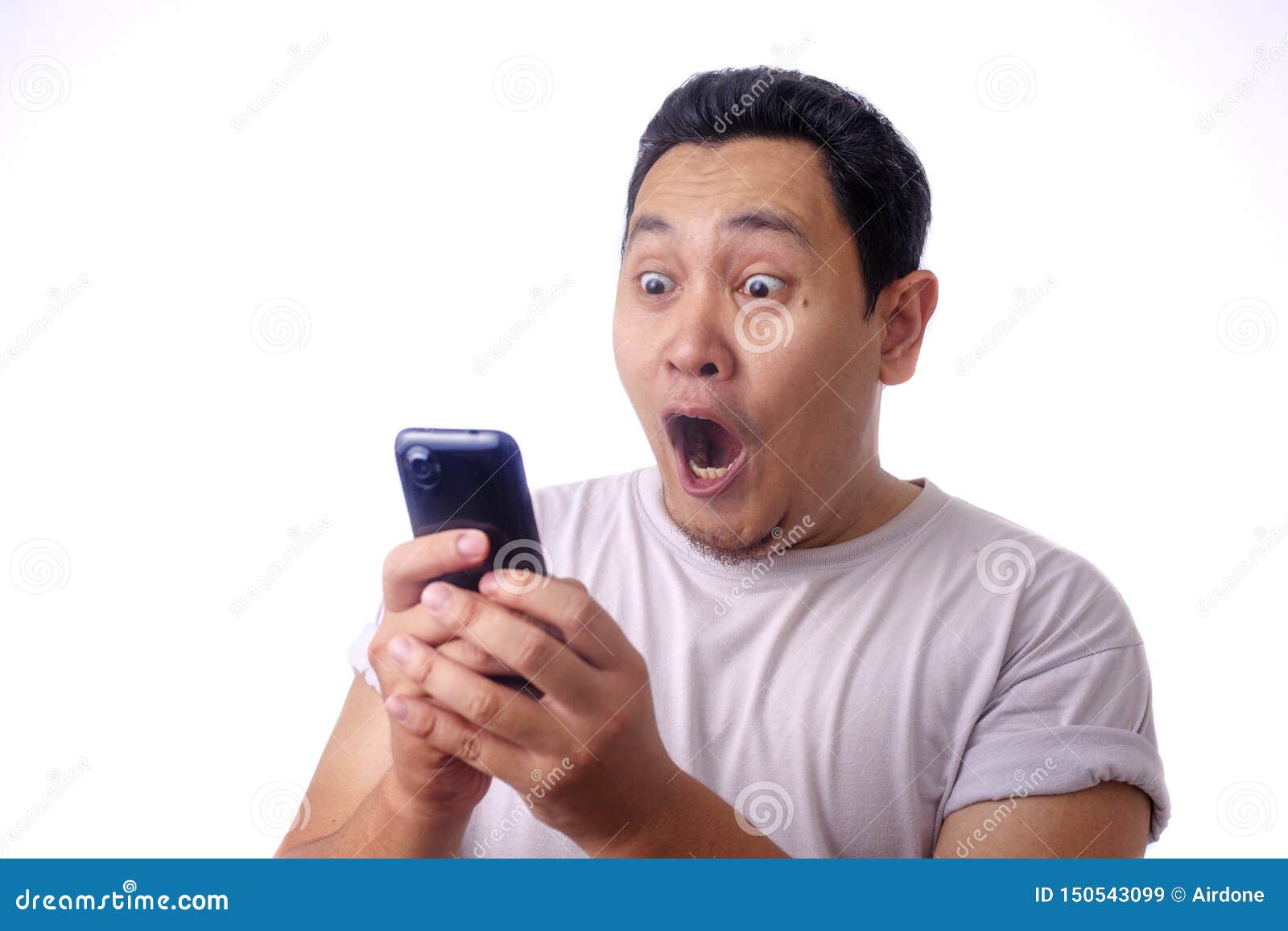 Shocked Happy Man Looking At Smart Phone Stock Image Image Of