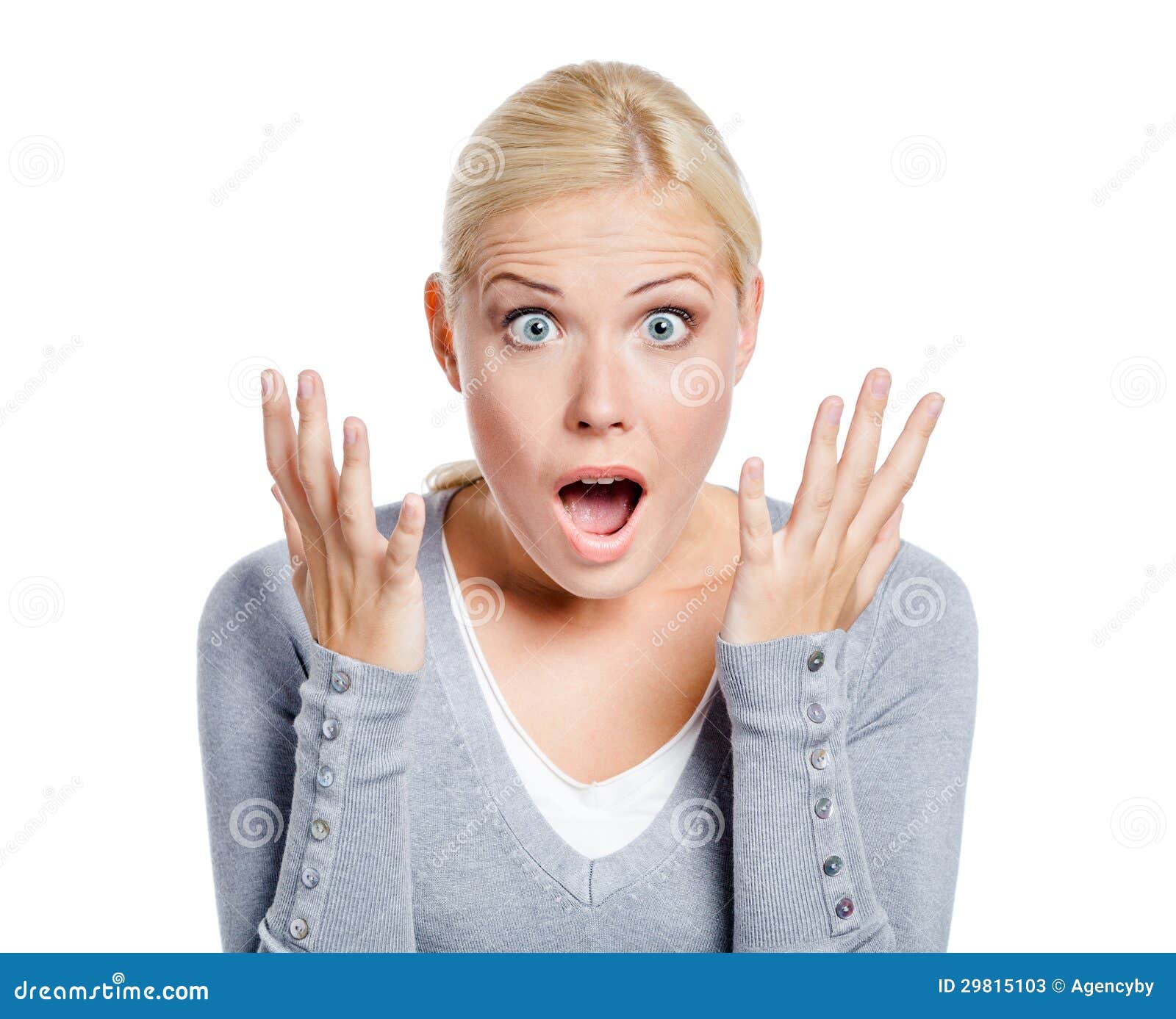Shocked Lady with Her Mouth Opened Stock Image - Image of fright, adult ...