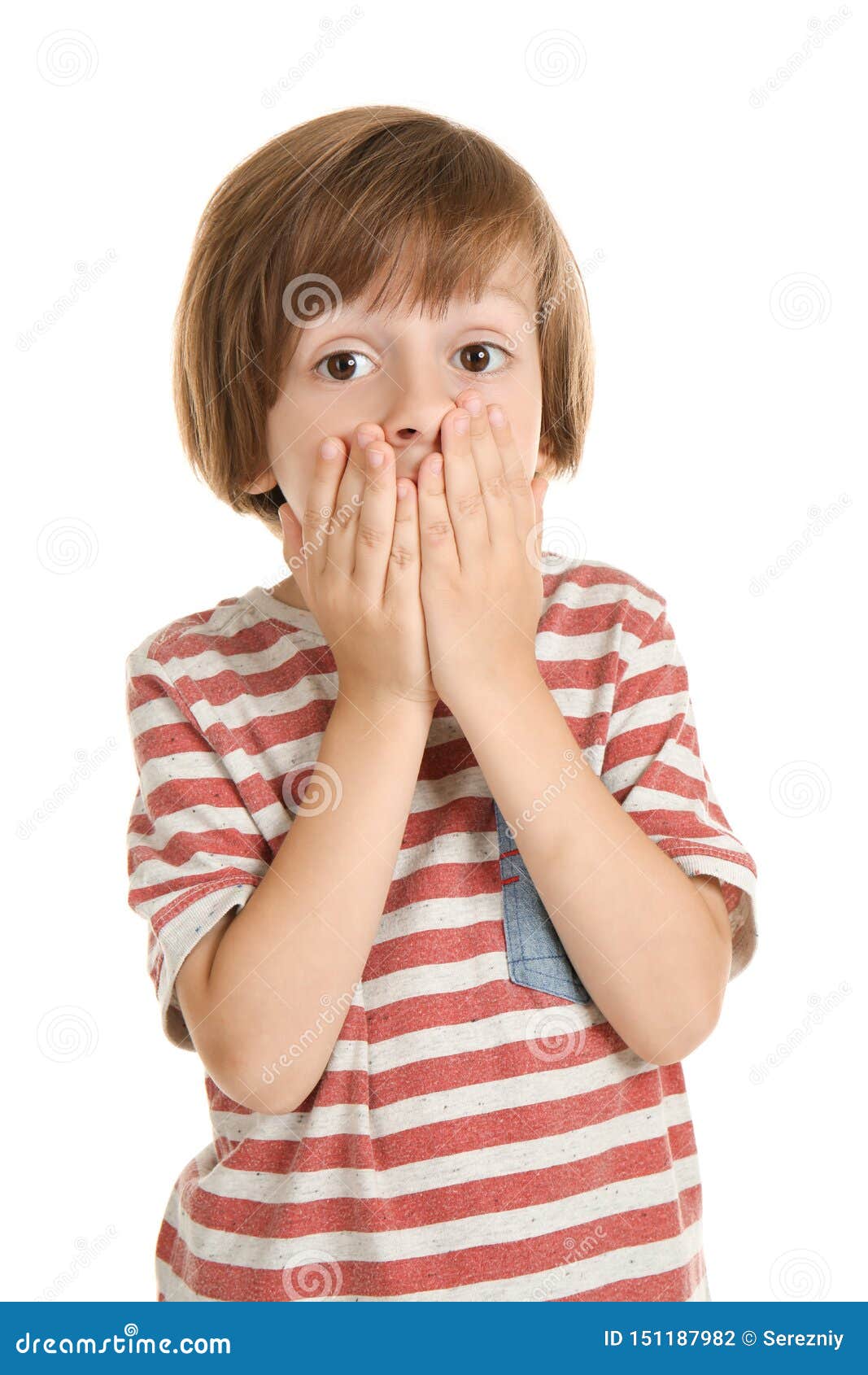 Shocked Little Boy on White Background Stock Photo - Image of wonder ...