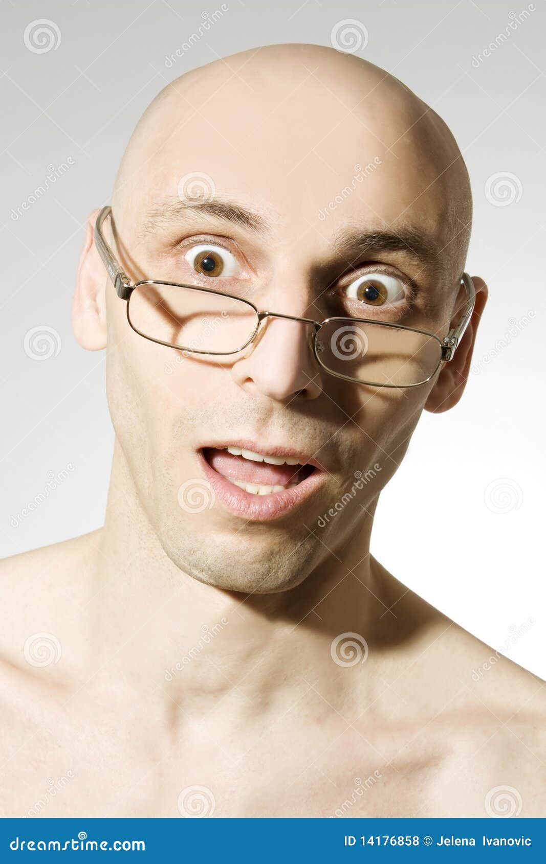 Shocked man stock photo. Image of glasses, fear, shaven - 14176858