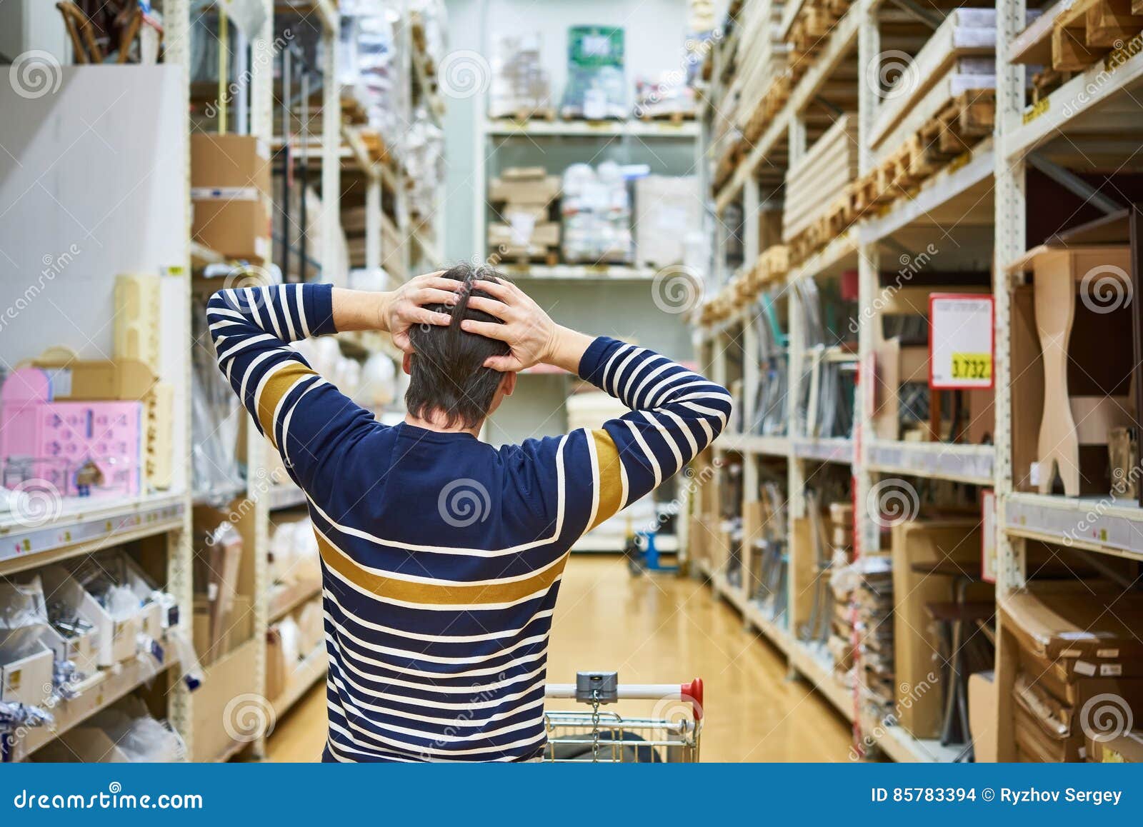 Shocked Man in Big Supermarket Stock Photo - Image of shelf, approval ...