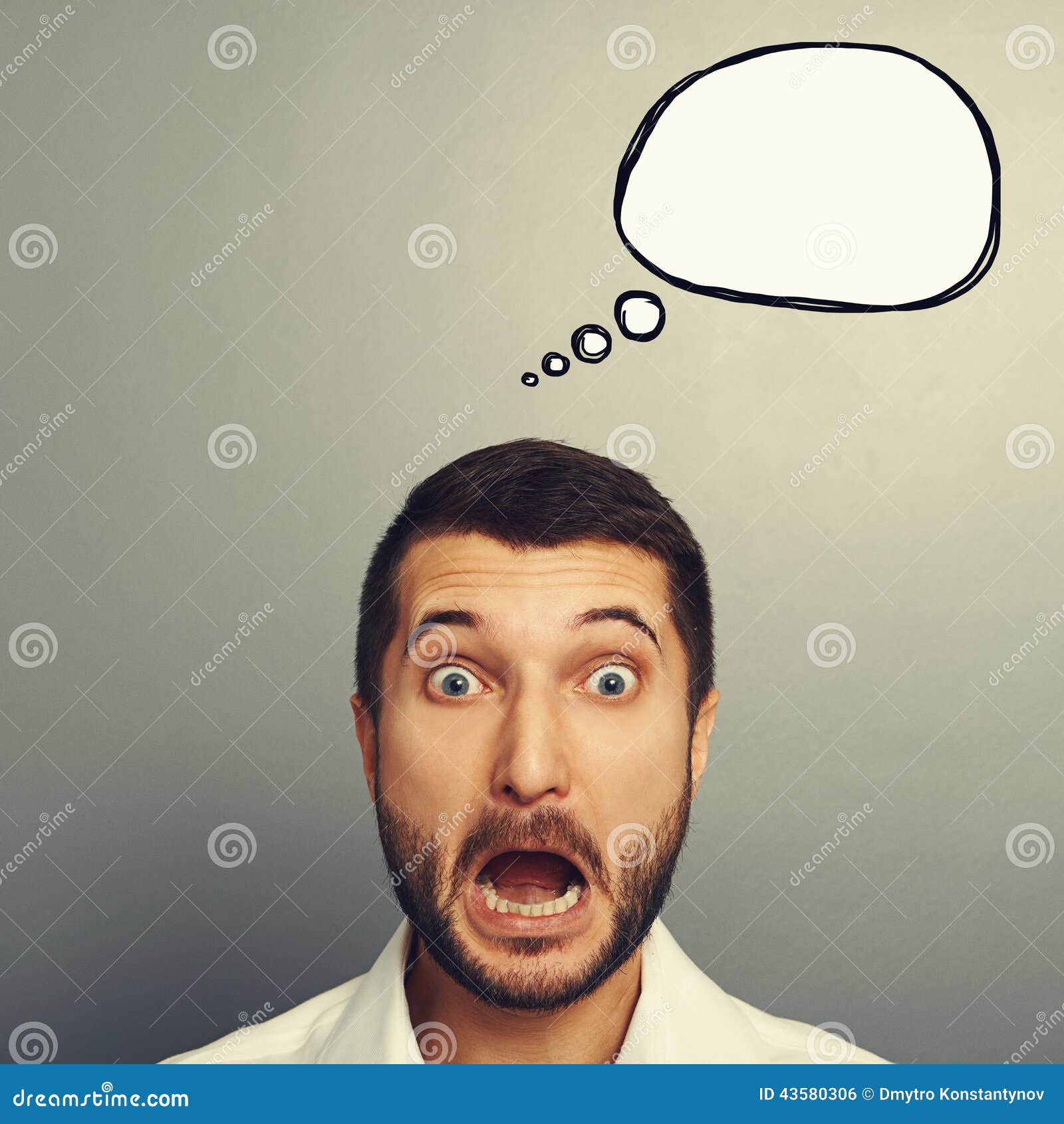 Shocked Man with Empty Speech Bubble Stock Photo - Image of cloud ...