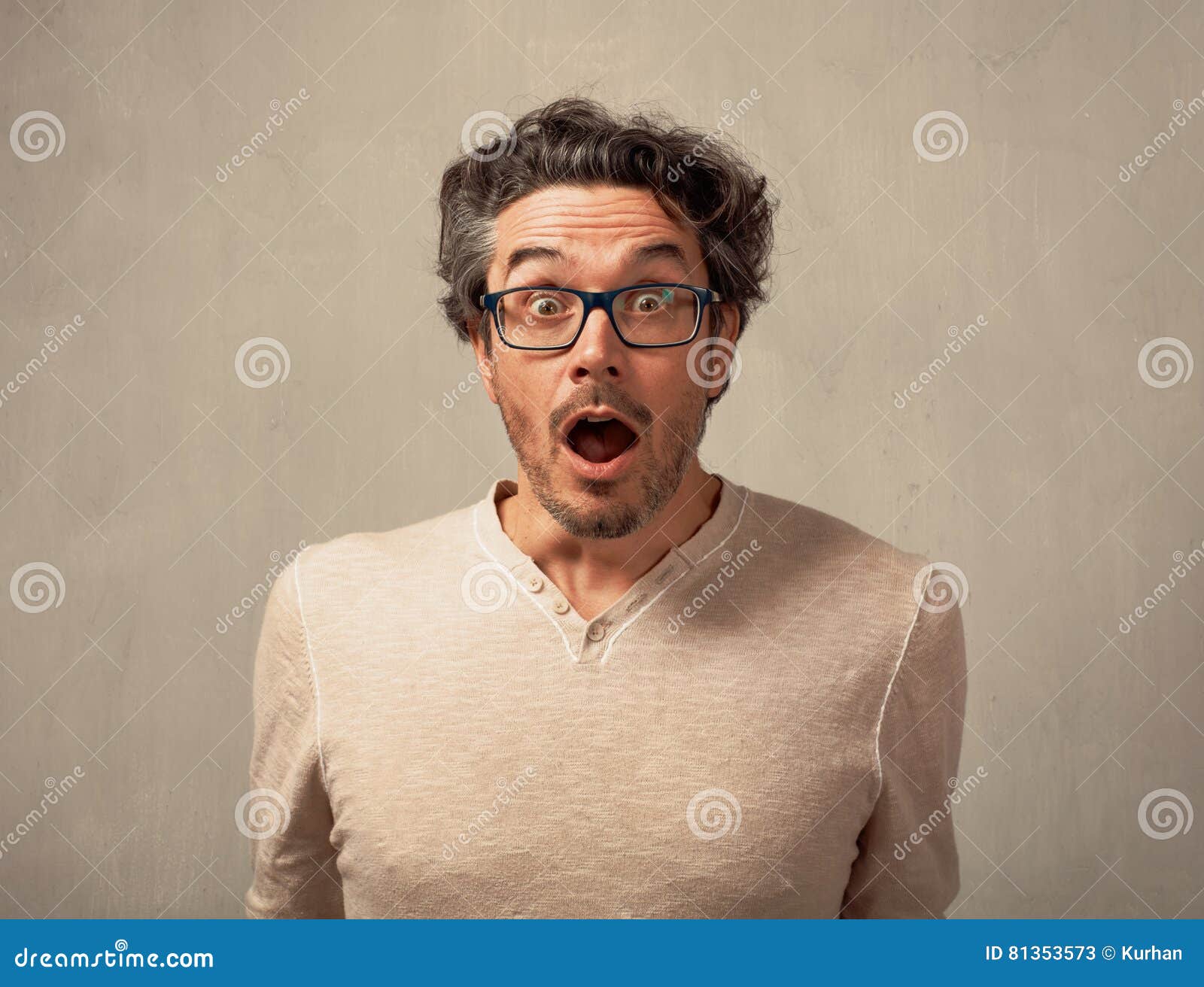 Shocked man face. stock image. Image of glasses, fright - 81353573