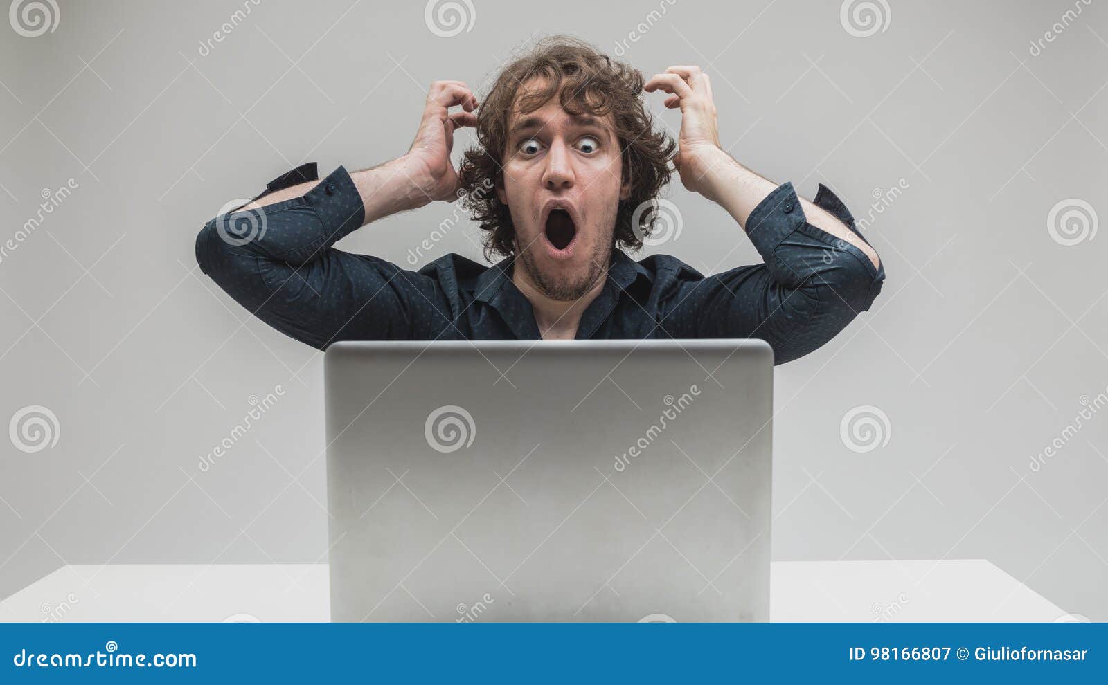 Shocked Man in Front of His Computer Stock Image - Image of surprise ...