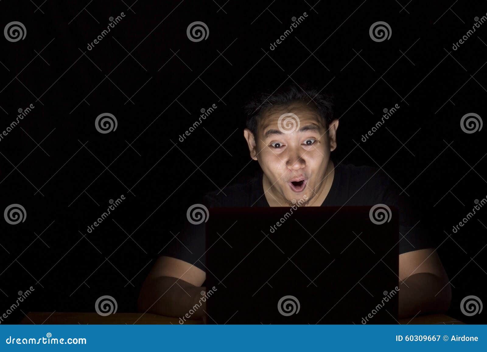 Shocked Man in Front of His Laptop Stock Image - Image of hour ...