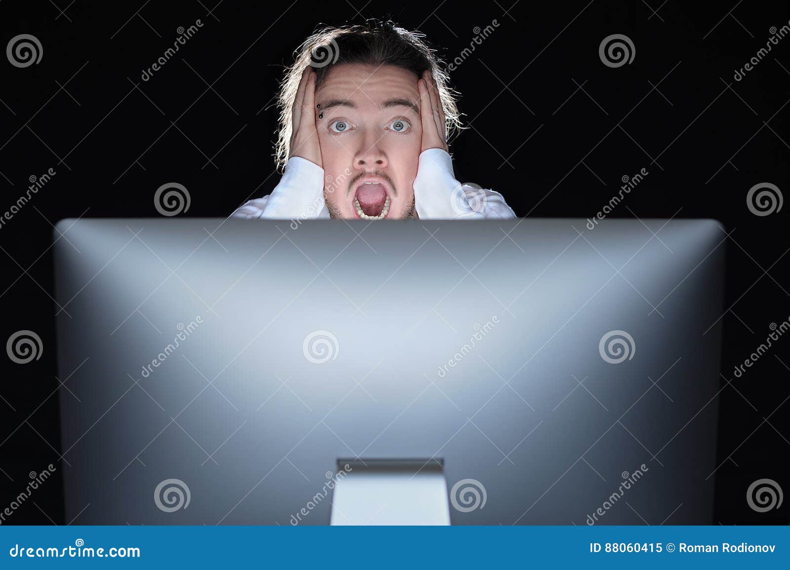 Shocked Man with His Computer Stock Image - Image of businessman ...