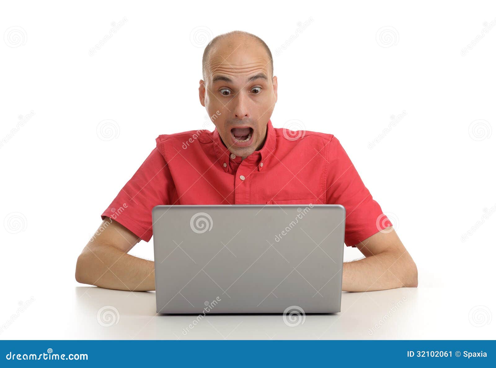 Shocked Man with His Laptop Stock Image - Image of portrait, handsome ...