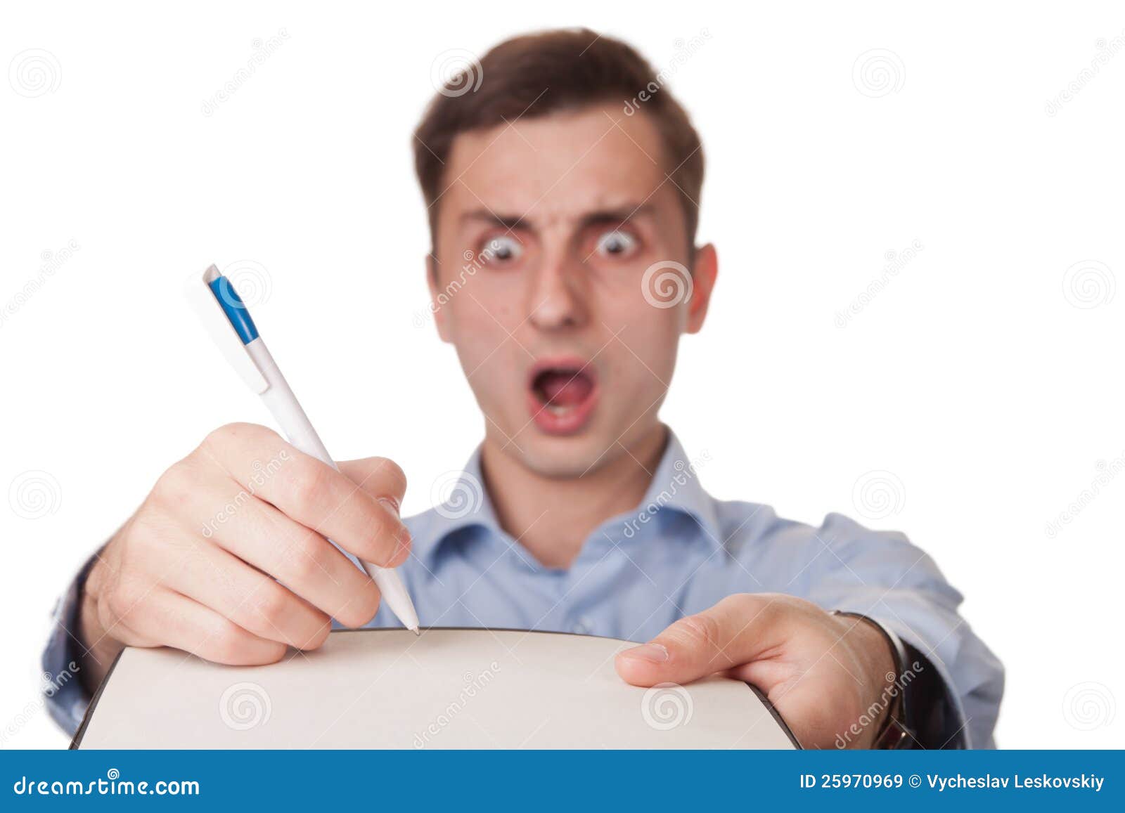 Horrified Man Signing Document Stock Image - Image of businessman ...