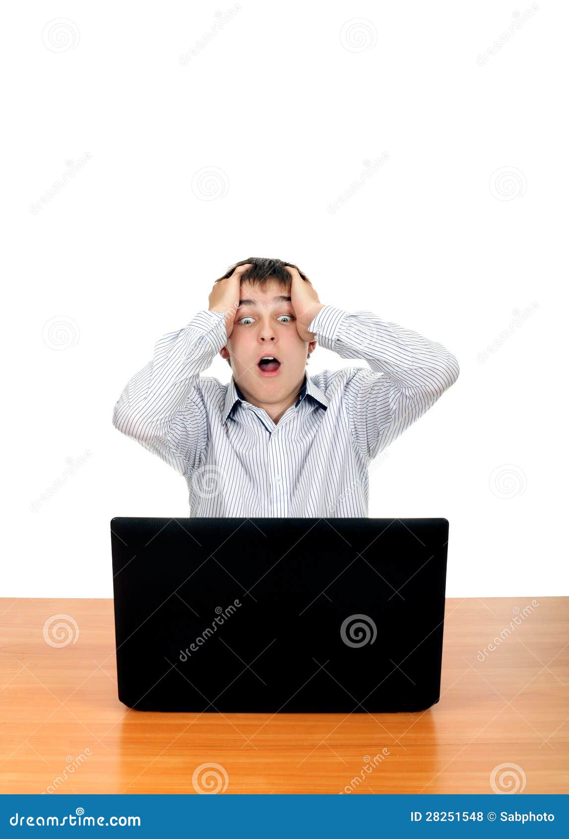 Shocked Man with Laptop stock photo. Image of head, read - 28251548