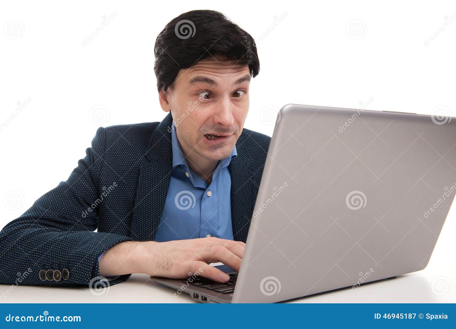 Shocked man with laptop stock image. Image of expression - 46945187