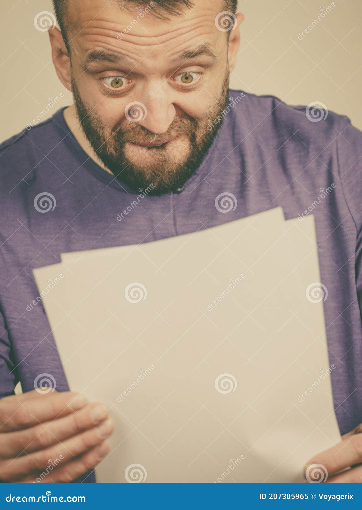 Shocked Man Looking at Documents Stock Image - Image of holding, angry ...