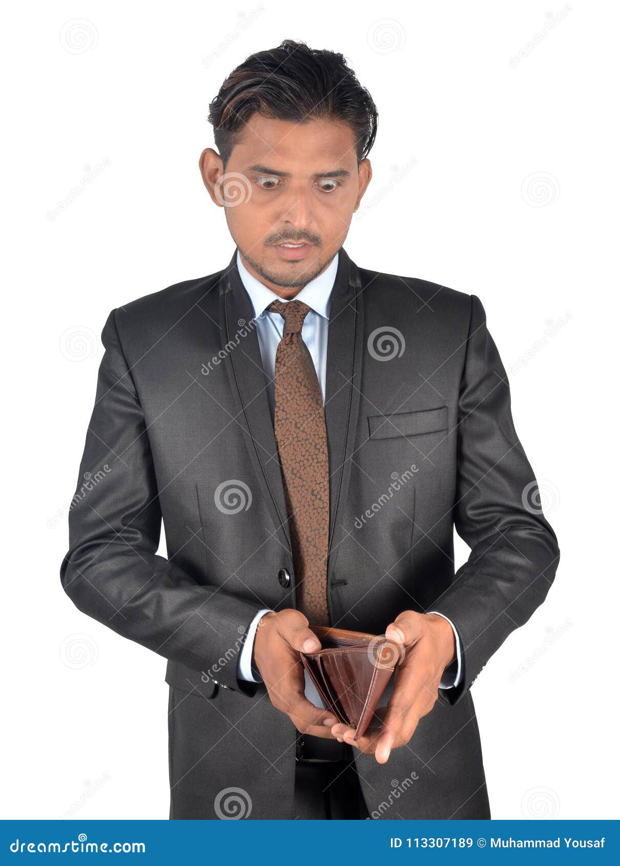 Shocked Man Looking at Empty Wallet Stock Image - Image of savings ...