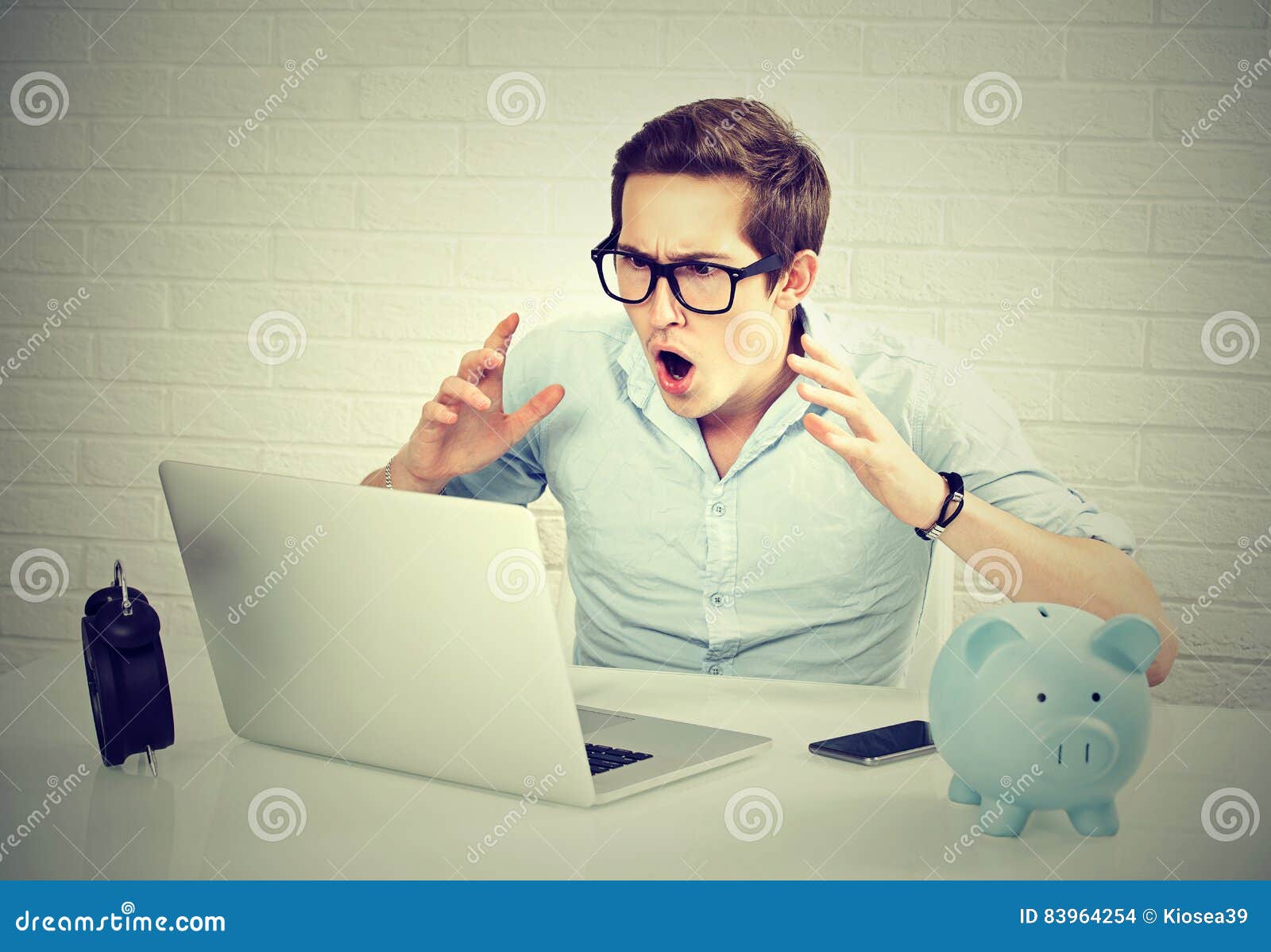 Shocked Man Looking at Laptop Computer Stock Photo - Image of business ...