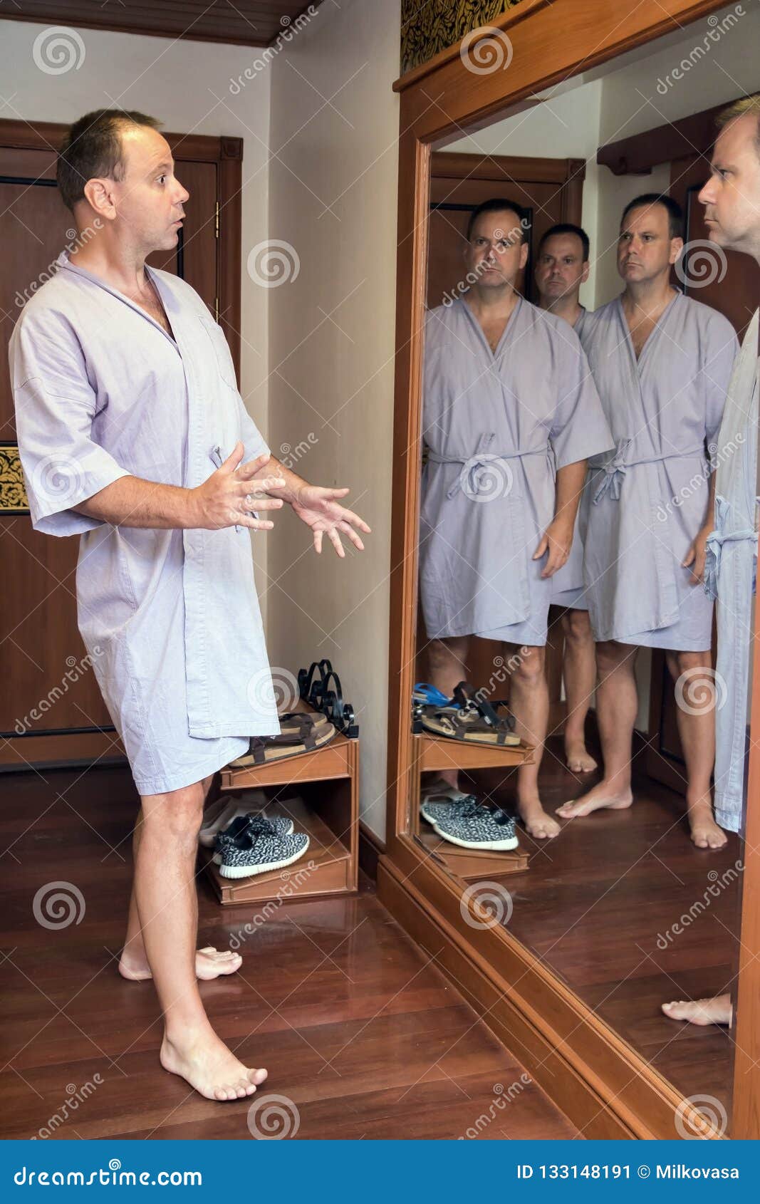 Shocked Man Looking in the Mirror Stock Image - Image of emotions, fool ...