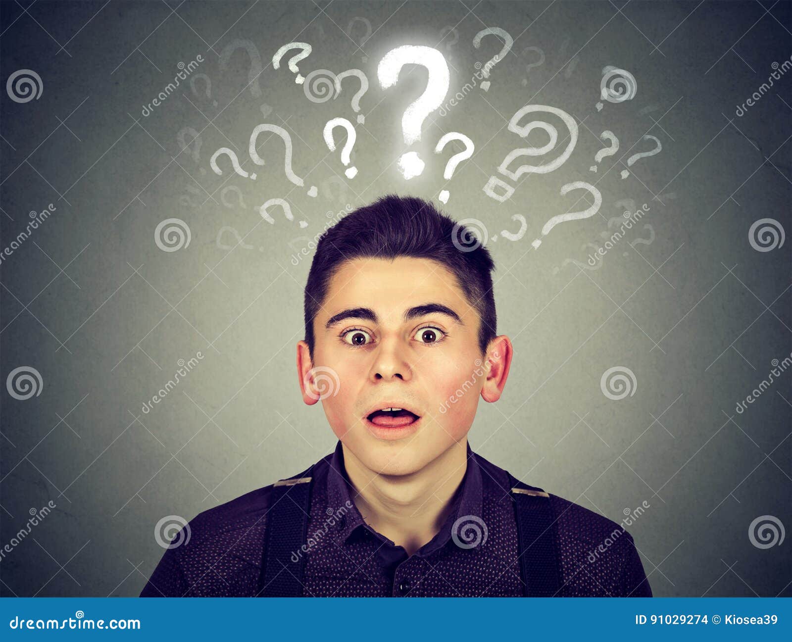 Shocked Man with Many Questions and No Explanation or Answer Stock ...