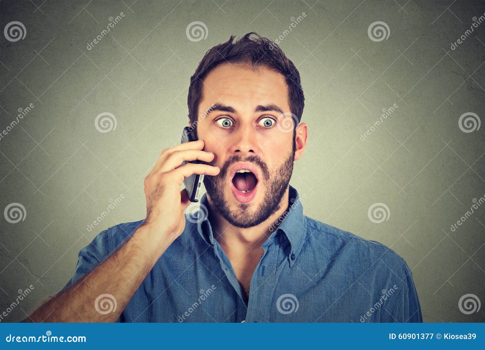 Shocked Man Talking on Mobile Phone Stock Image - Image of looking ...