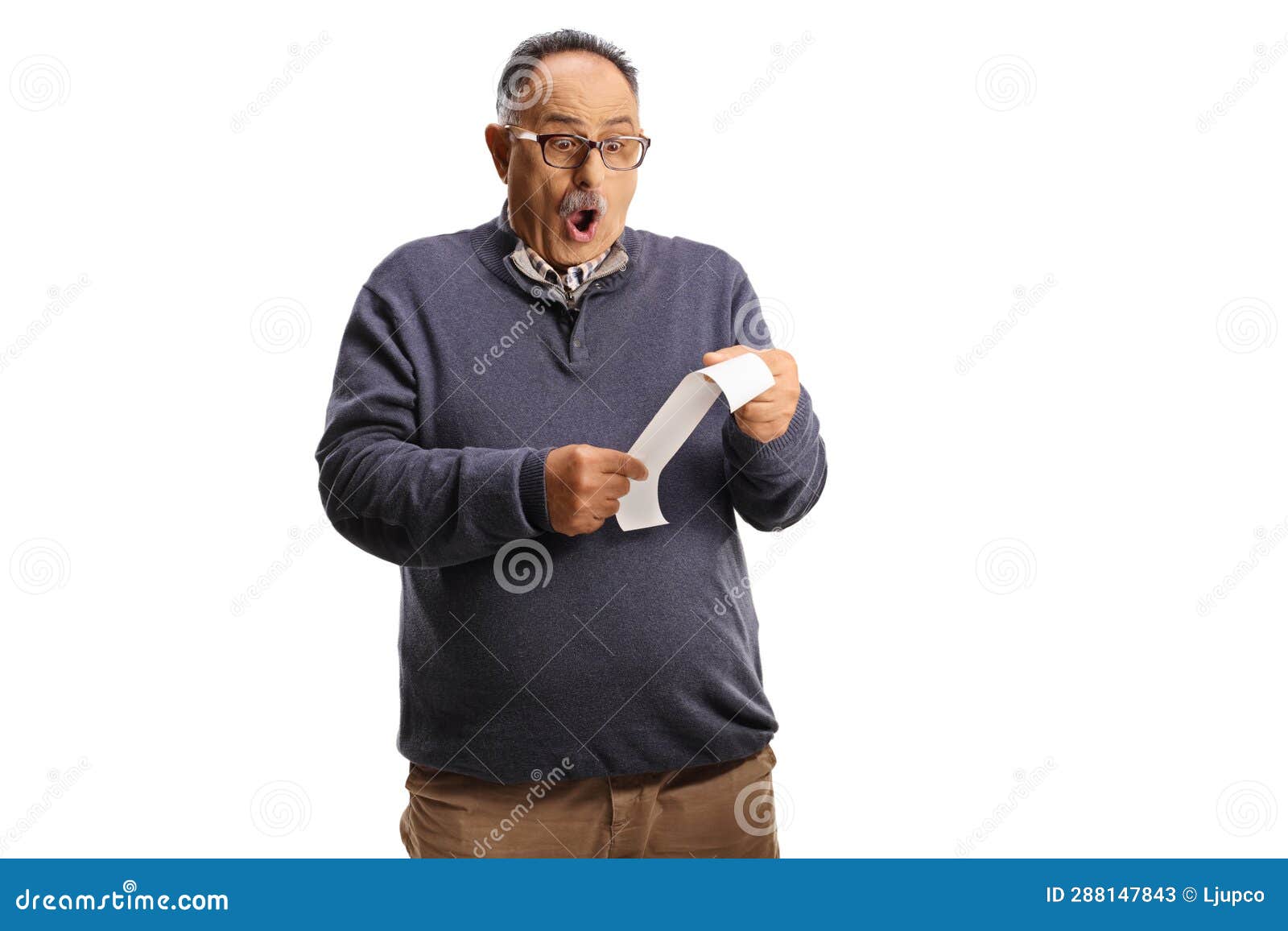 Shocked Mature Man Looking at a Bill Stock Image - Image of adult ...