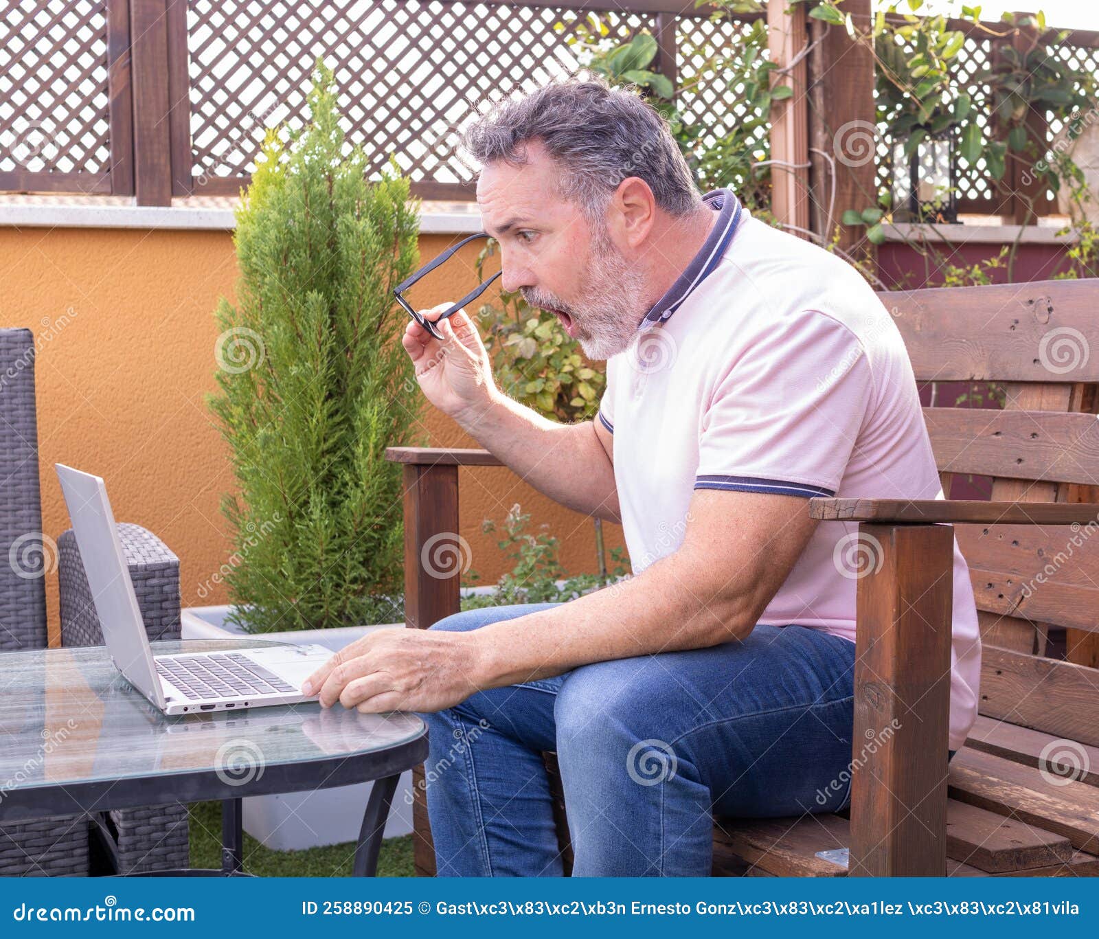 Shocked Mature Man Looking at Laptop Stock Image - Image of person ...