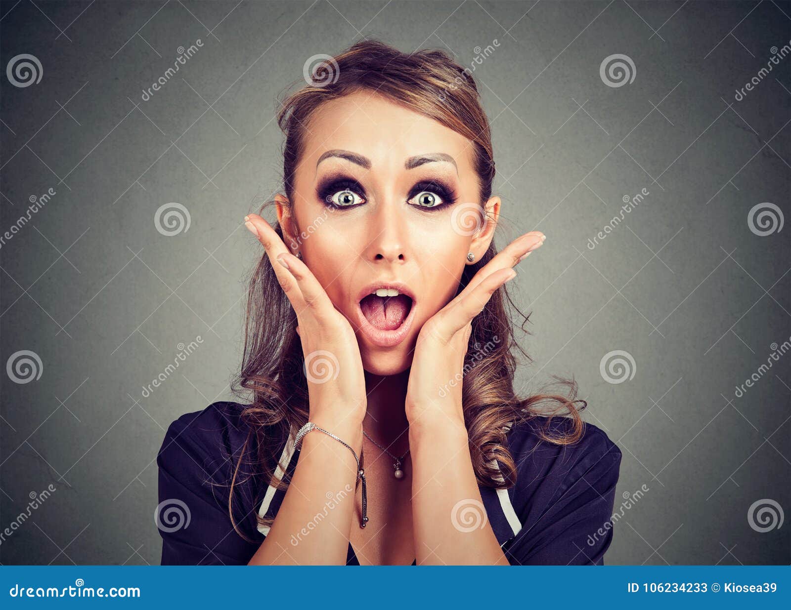 Shocked Model Posing at Camera Stock Image - Image of confused, face ...