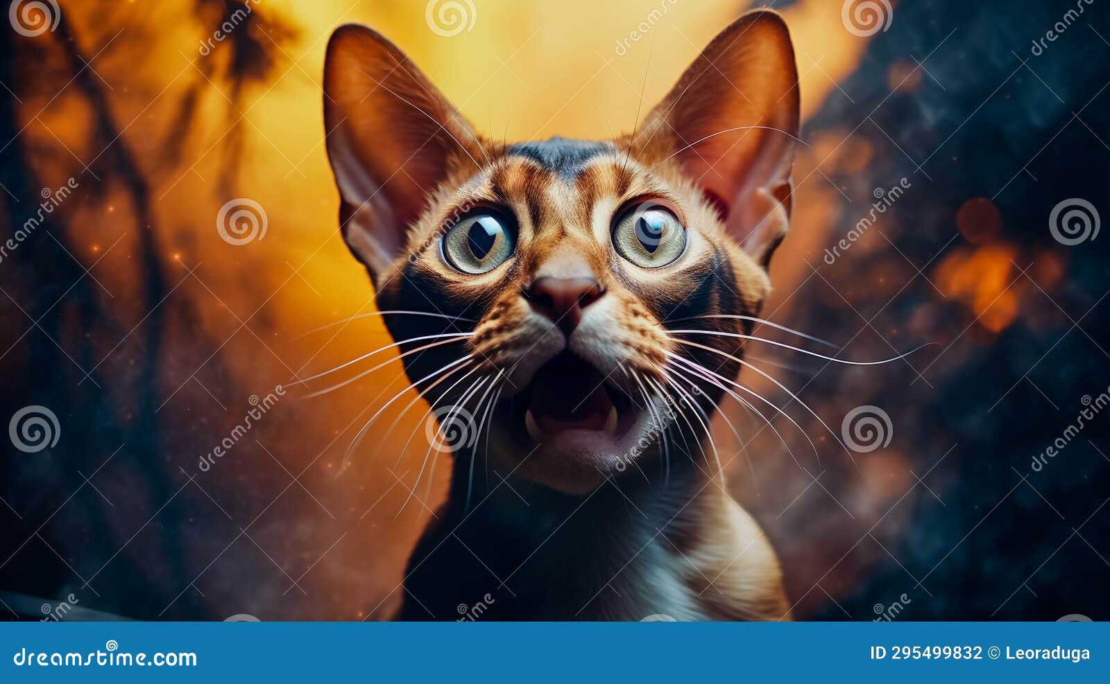 Shocked Oriental Cat. Funny Cat Stock Illustration - Illustration of ...