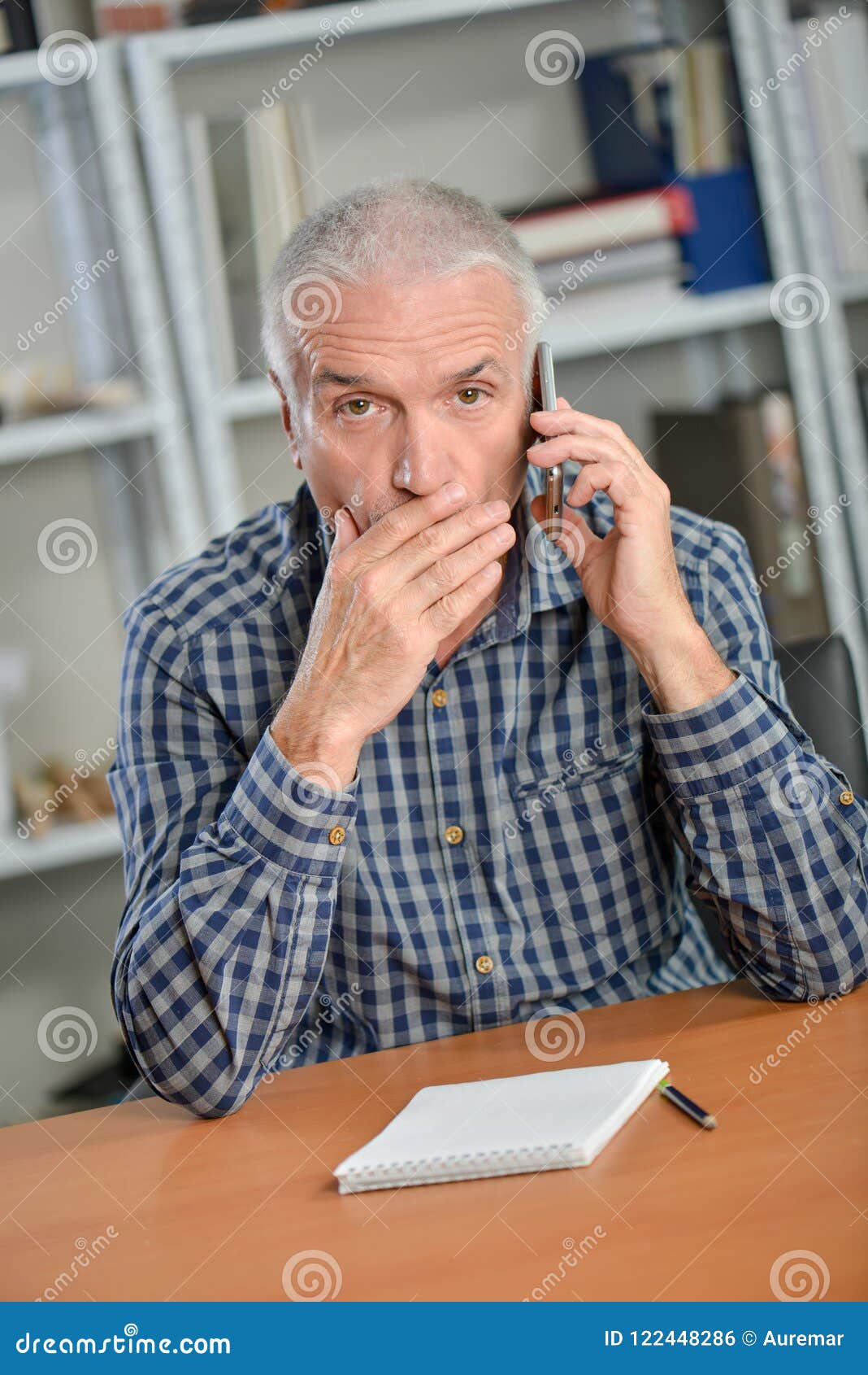 Shocked by phone call stock photo. Image of listening - 122448286