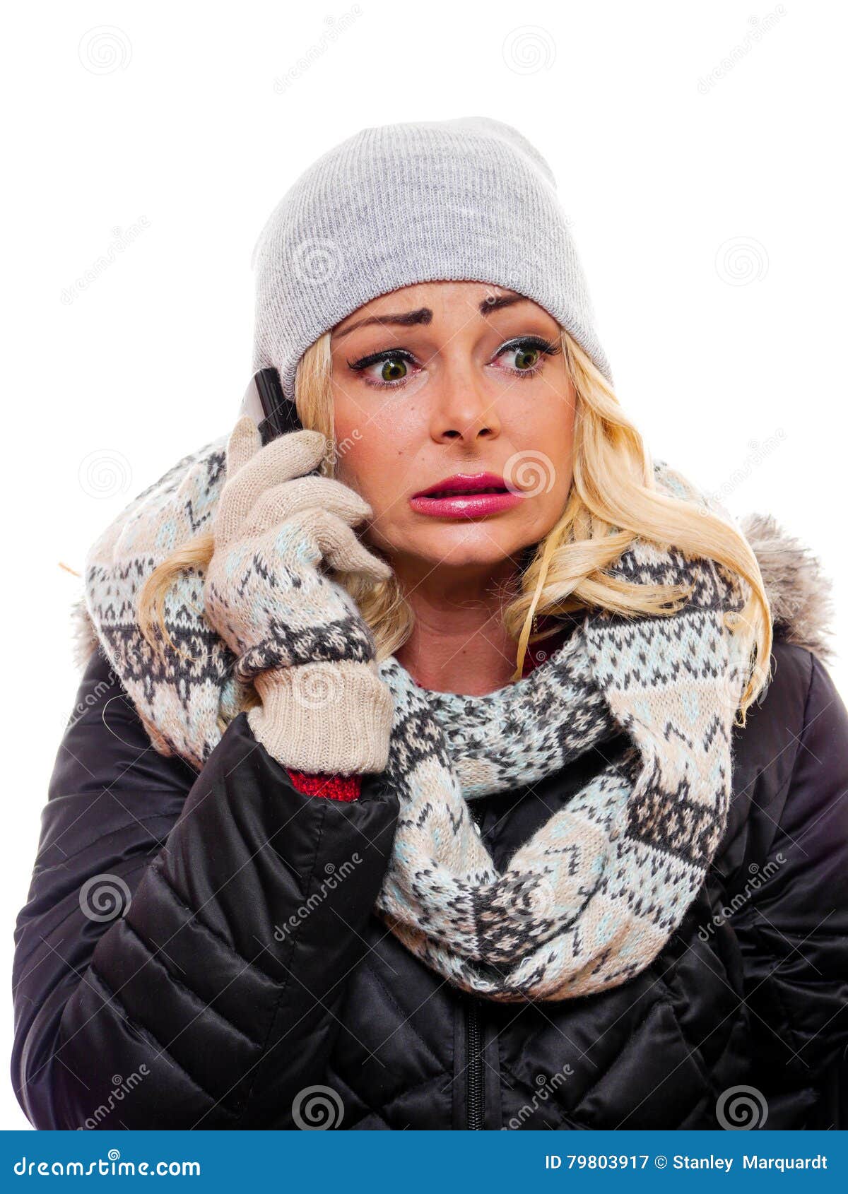 Shocked phone call. stock image. Image of lady, cute - 79803917