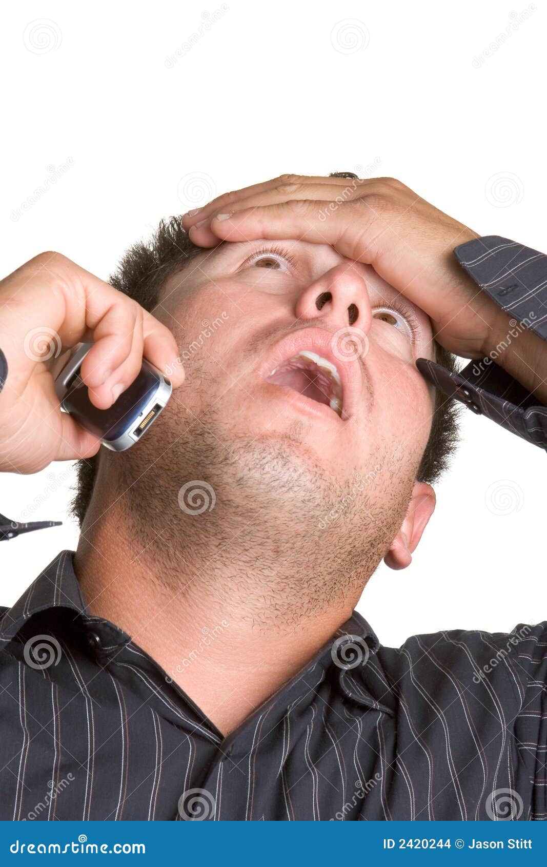 Shocked Phone Man stock photo. Image of phone, wireless - 2420244