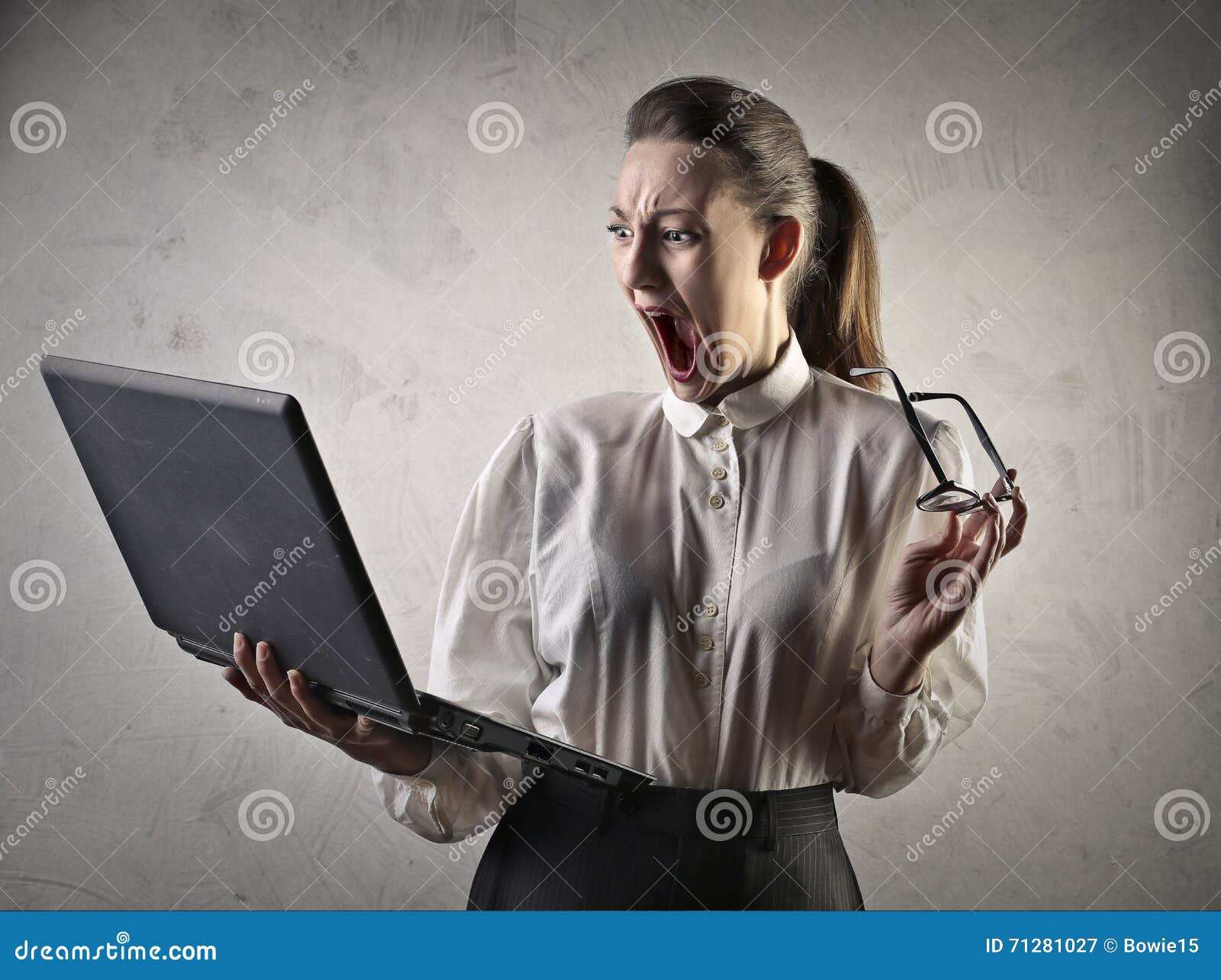 Shocked receptionist stock image. Image of solution, scared - 71281027