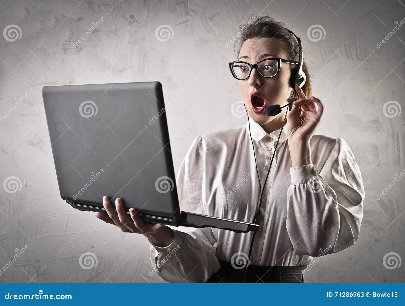 Shocked receptionist stock image. Image of background - 71286963