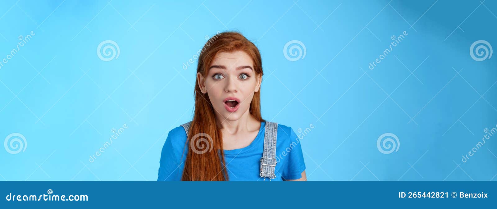 Shocked Redhead Girl React Omg Shook Drop Jaw Speechless Stare
