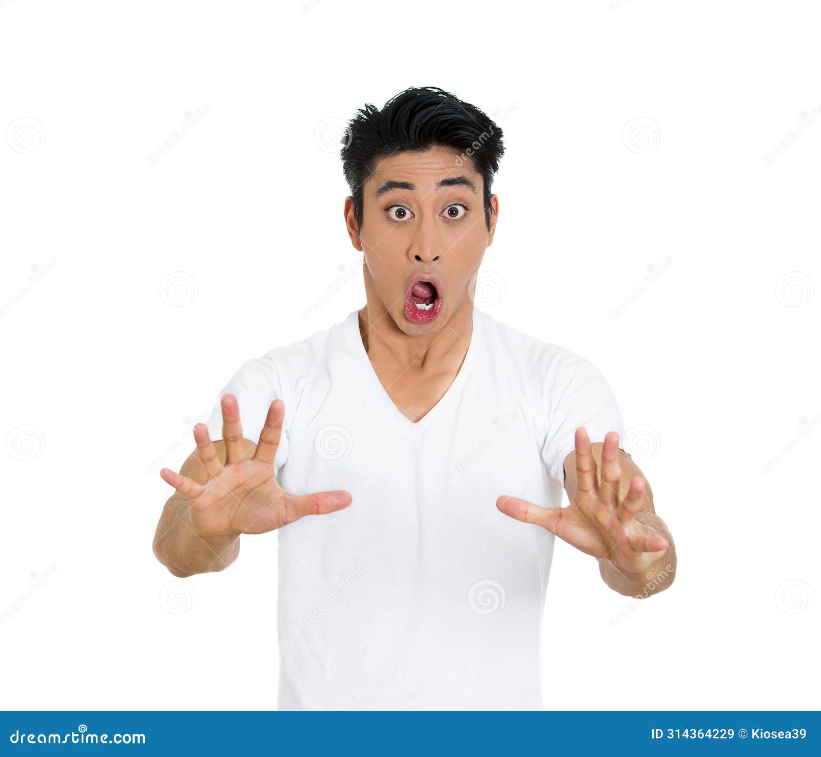Shocked Scared Man Giving a Stop Hand Gesture Stock Image - Image of ...