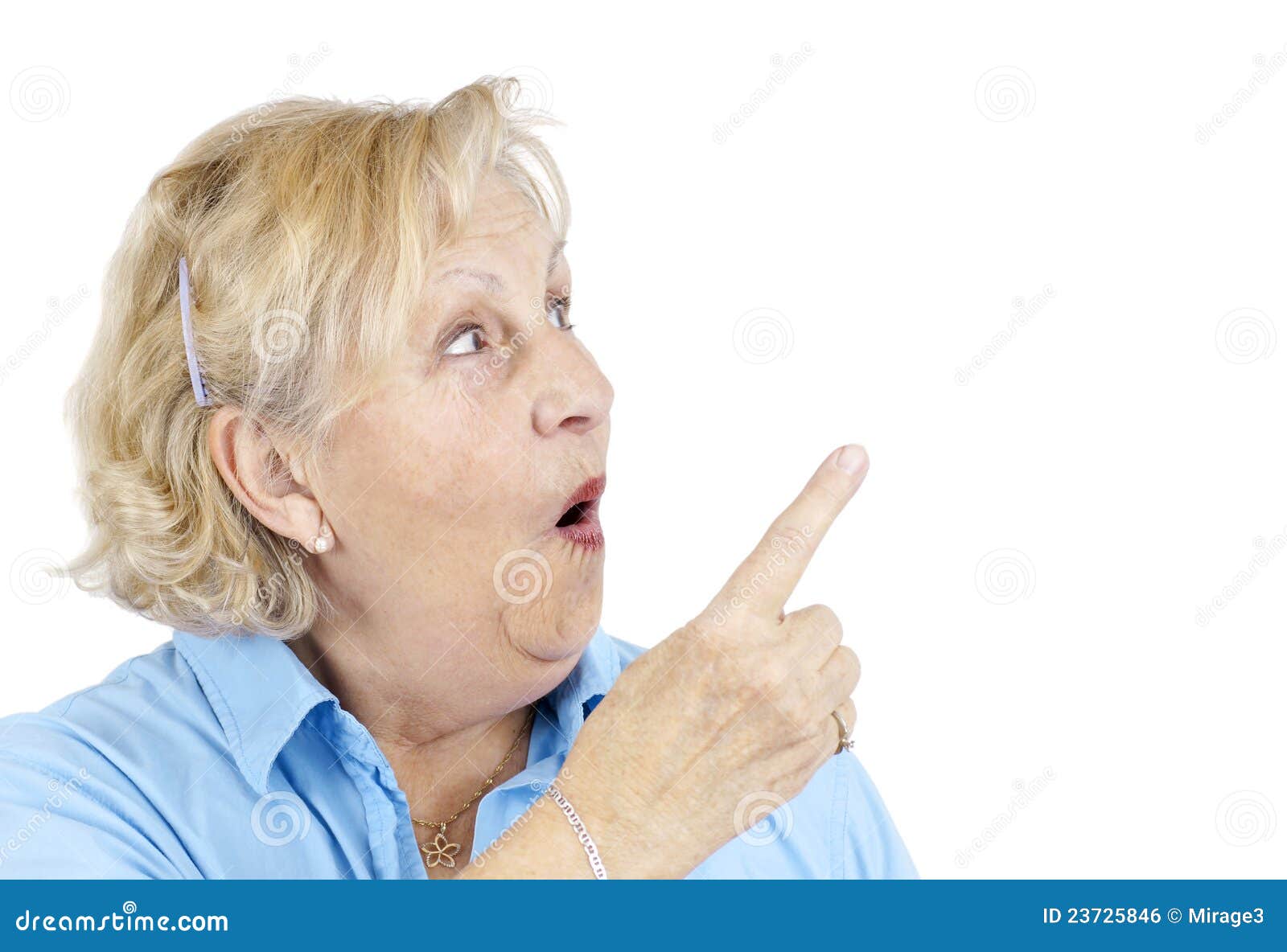 Shocked Senior Woman Pointing Stock Photo - Image of blue, shock: 23725846
