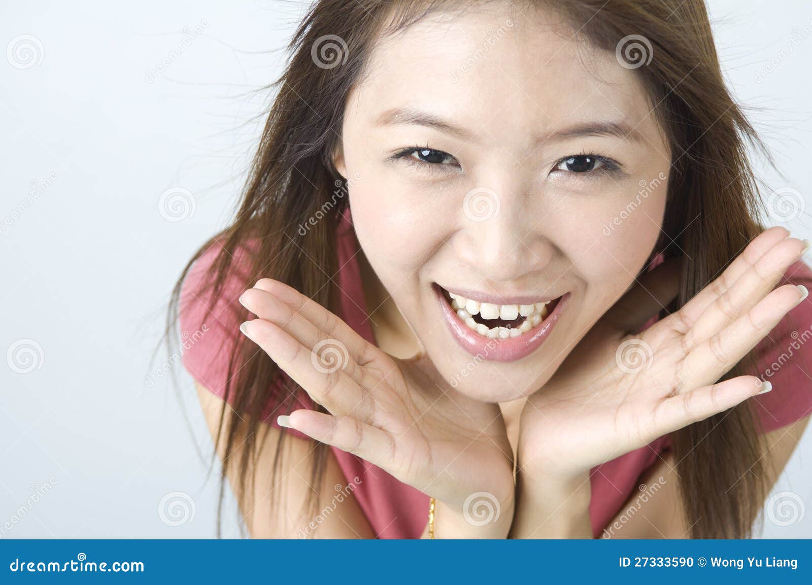 Shocked Smile Looking Asian Girl Stock Photo - Image of holding ...