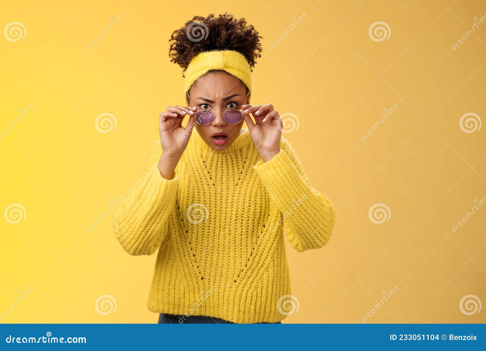 Shocked Speechless Impressed African American Stylish Female Coworker
