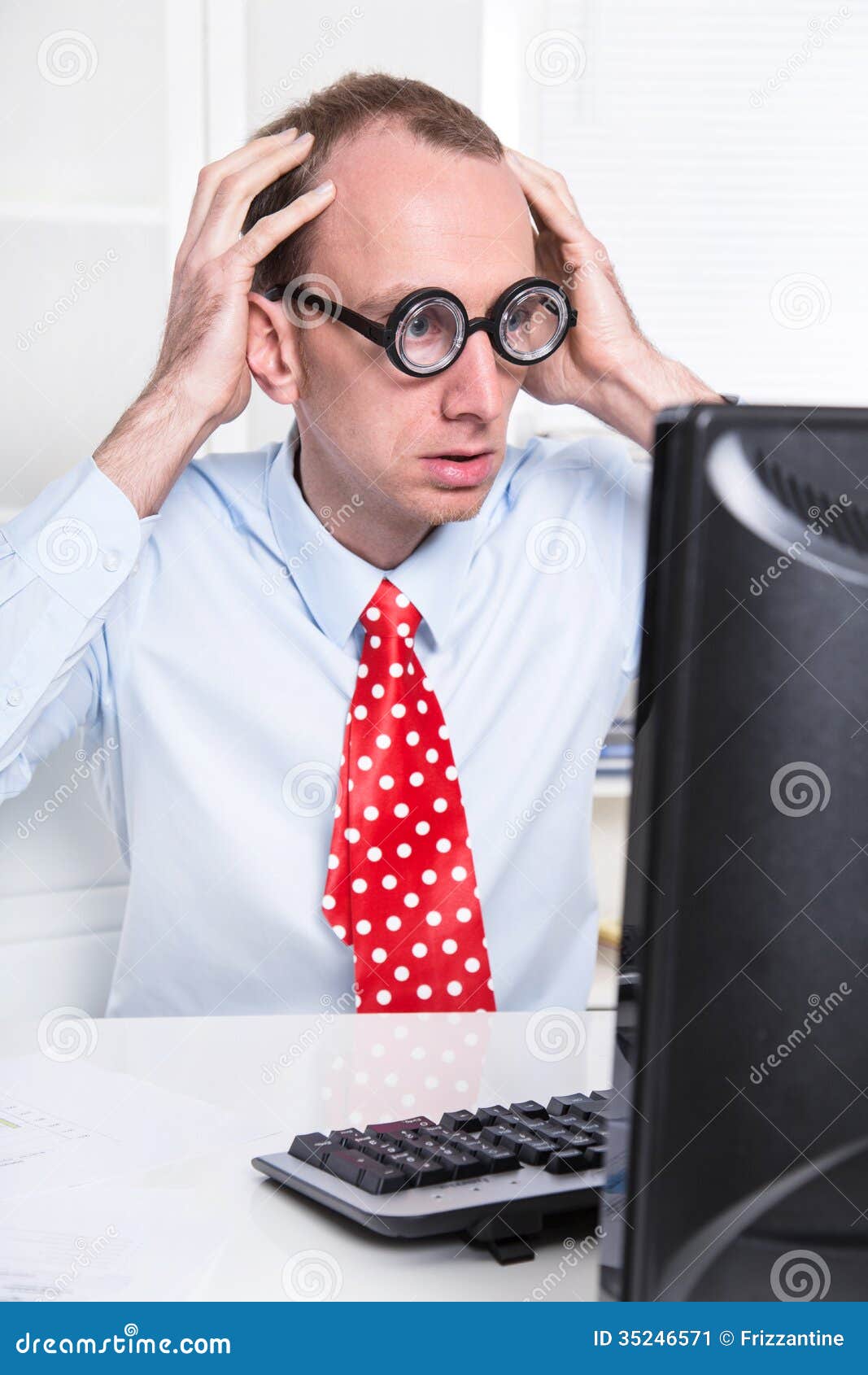Shocked and Stressed Business Man with Lenses and a Red Tie at D Stock ...