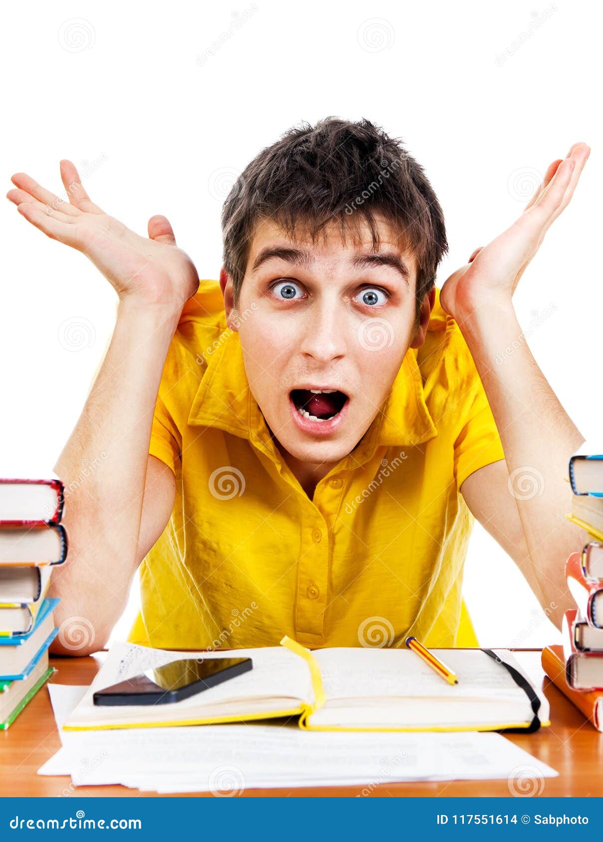 Shocked Student with the Books Stock Photo - Image of heap, amazed ...
