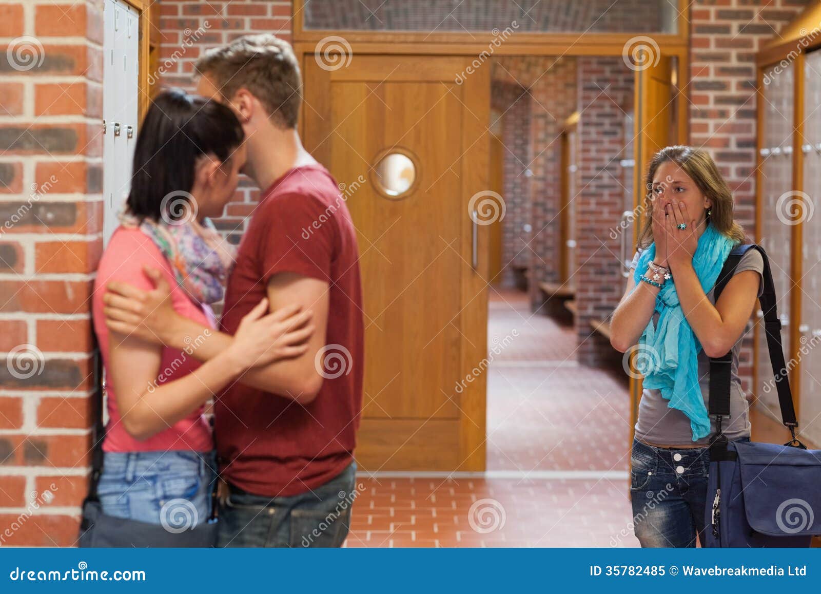 Shocked Student Finding Her Boyfriend Cheating Stock Image - Image of ...
