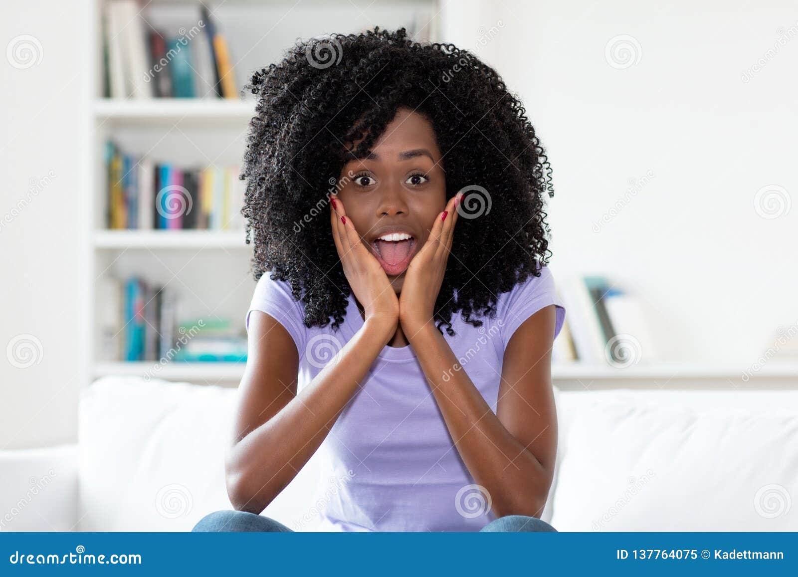 Shocked And Surprised African American Woman Stock Image Image Of