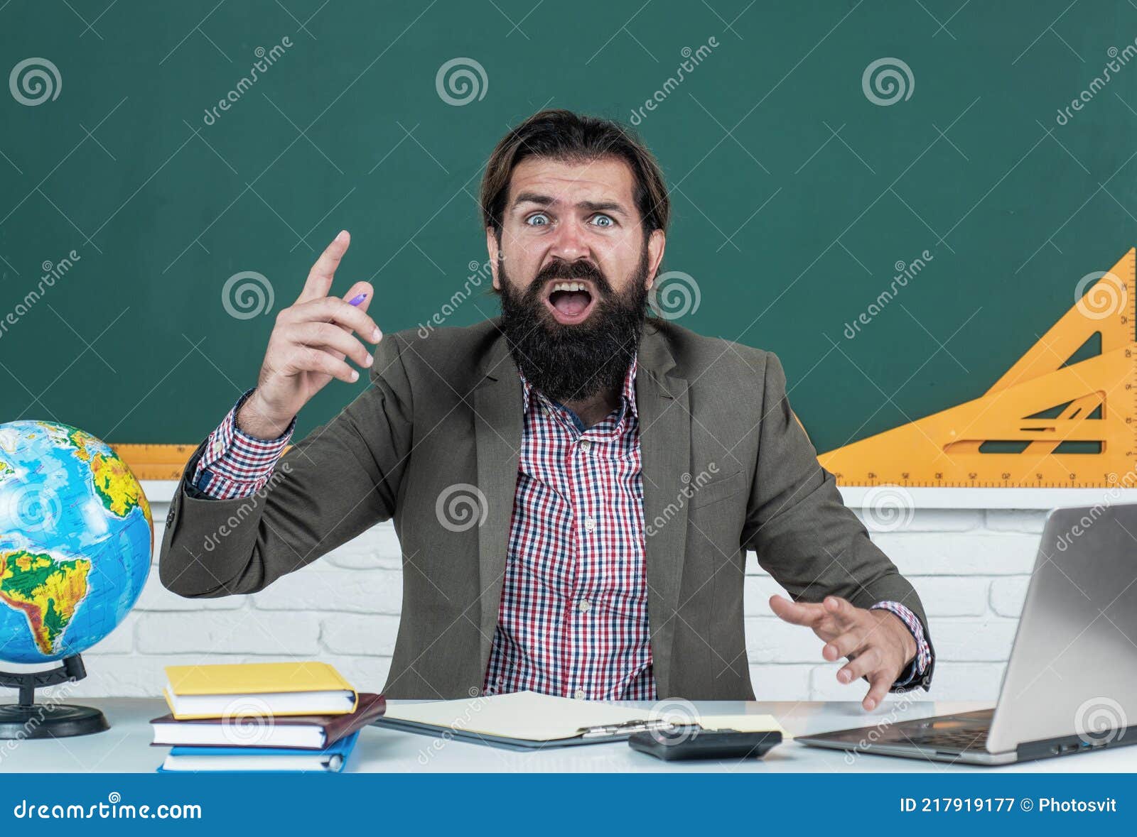 Shocked and Surprised Bearded Male Teacher in University Has ...