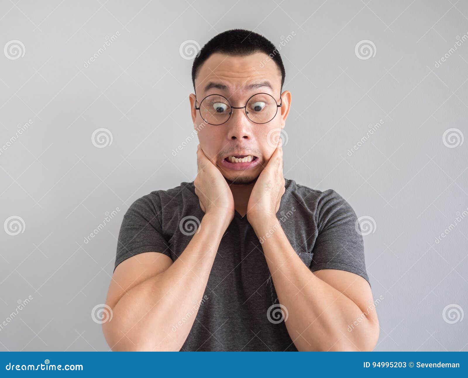 Shocked and Surprised Freelance Man with Funny Face. Stock Image ...