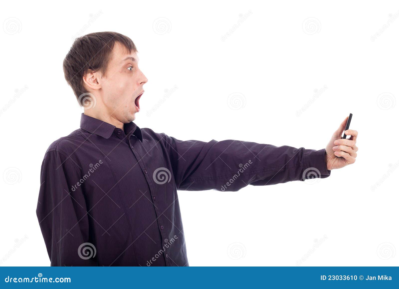Shocked Weirdo Man Looking at Cellphone Stock Photo - Image of phone ...