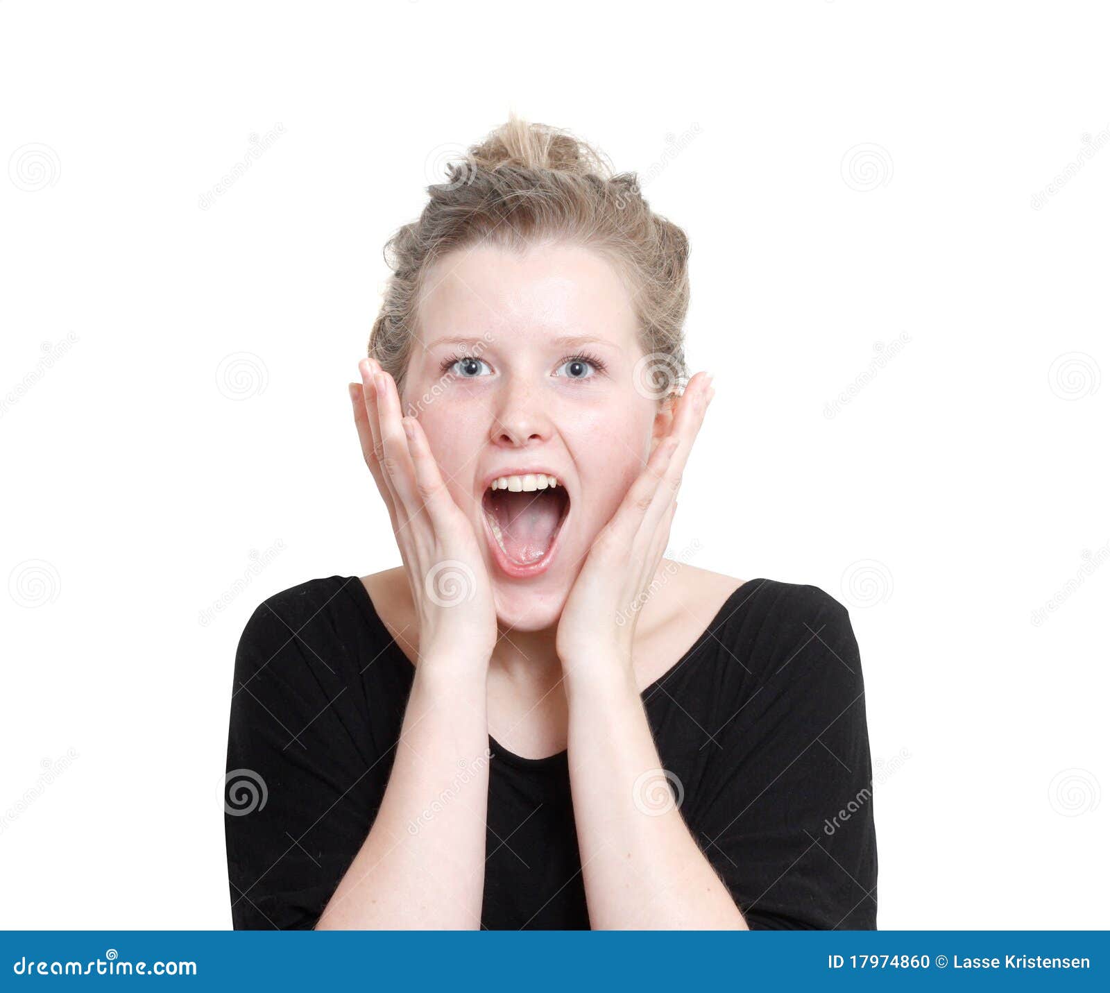 Shocked woman stock photo. Image of face, fear, background - 17974860