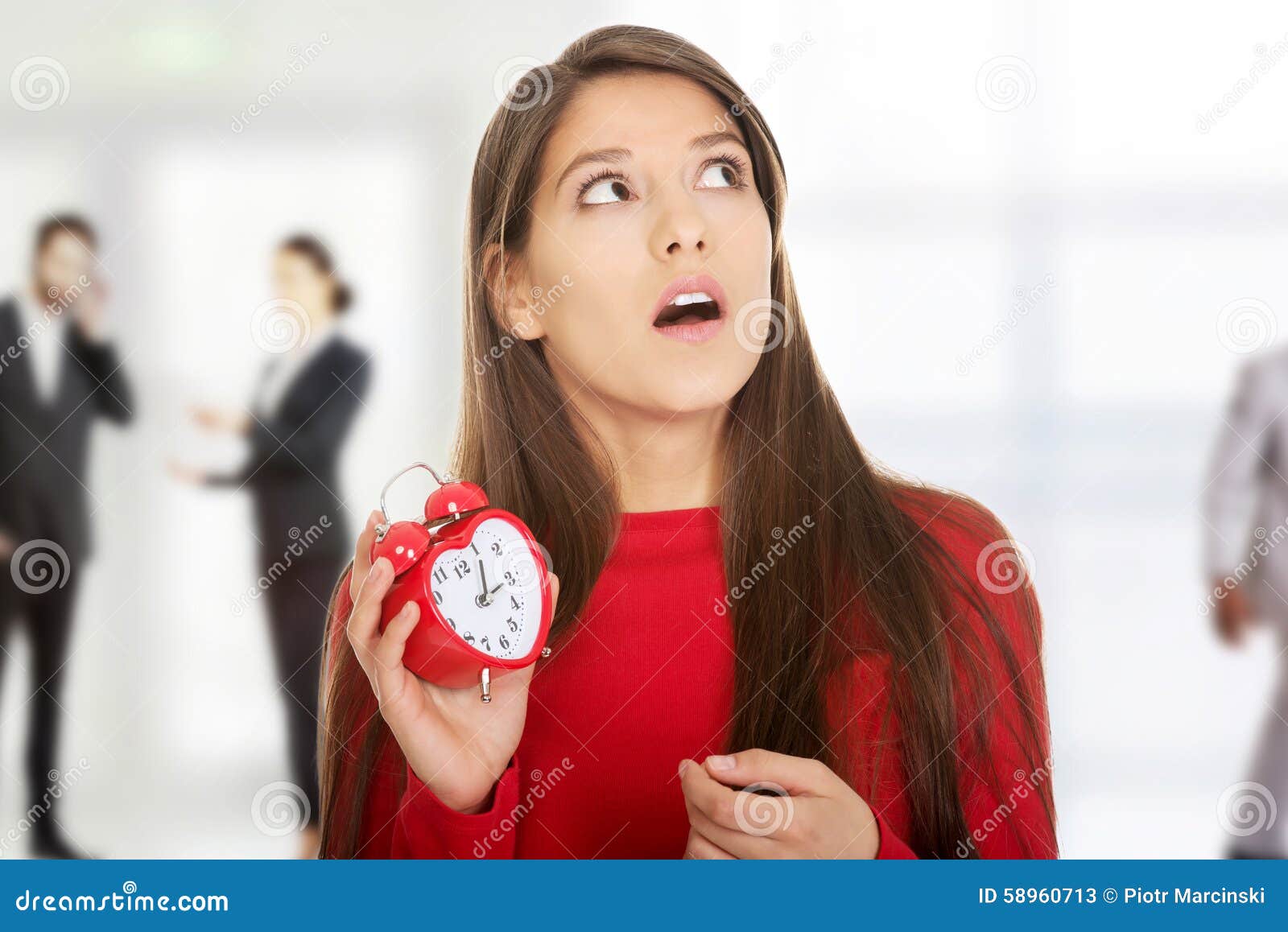 Shocked Woman with Alarm Clock. Stock Image - Image of sleep, beautiful ...