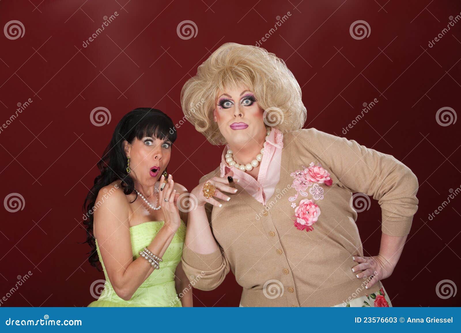 Shocked Woman with Drag Queen Stock Image - Image of diva, reaction ...