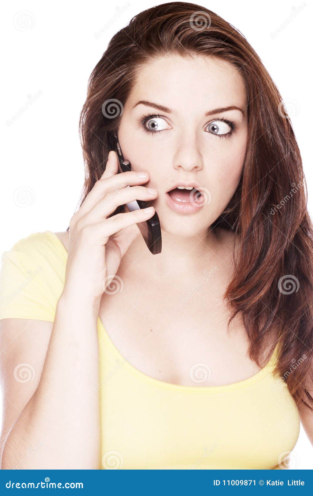 Shocked woman on the phone stock image. Image of news - 11009871
