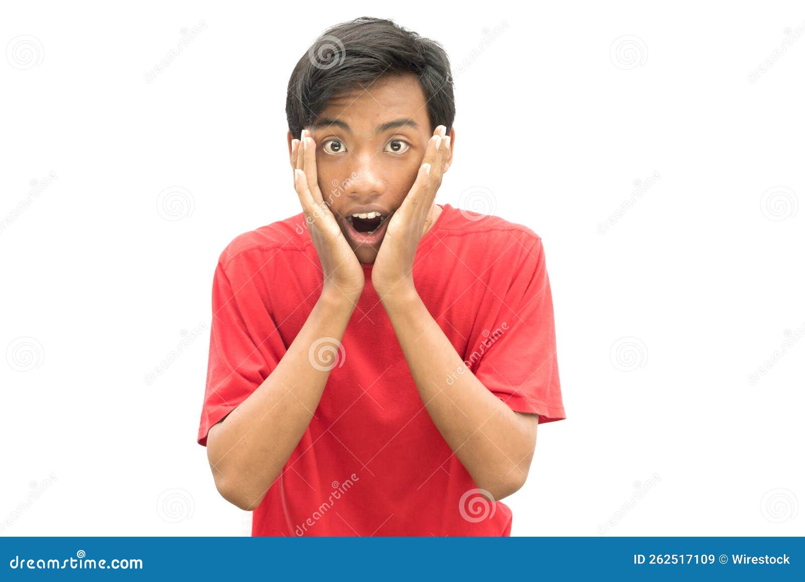 Shocked Young Guy with Hands on the Face Stock Image - Image of ...