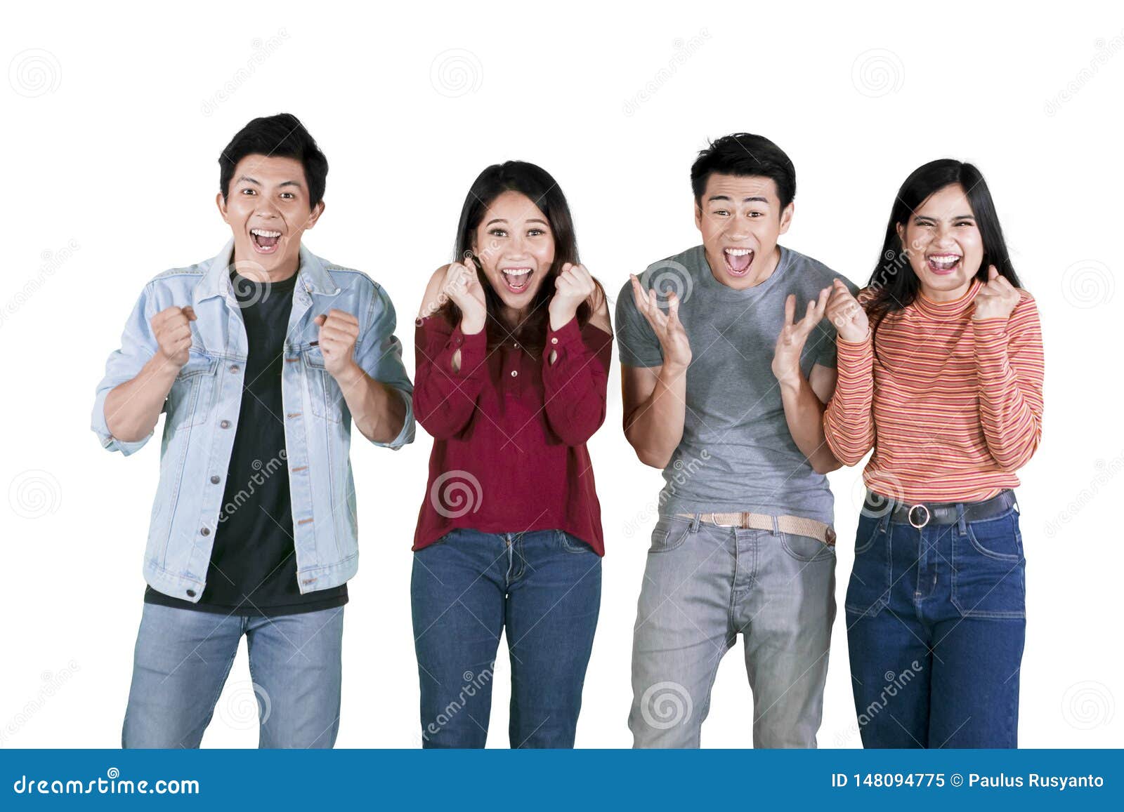 Shocked Young People Shout Together on Studio Stock Image - Image of ...
