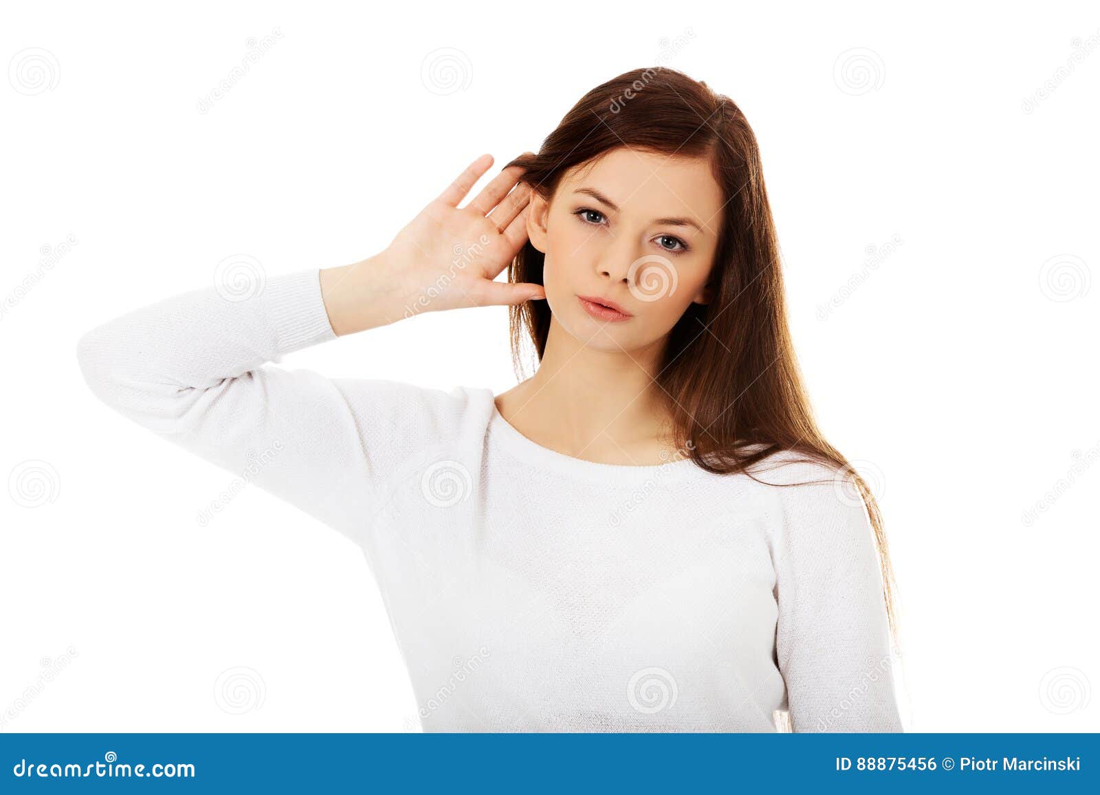 Shocked Young Woman Overhearing a Conversation Stock Photo - Image of ...