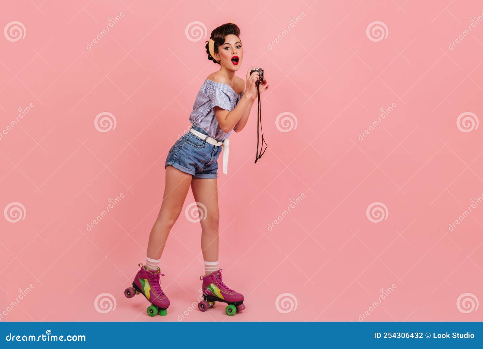Surprised Pinup Woman Phone On Red Background Royalty-Free Stock ... Surprised Pinup Woman Phone On Red Background Royalty-Free Stock ...