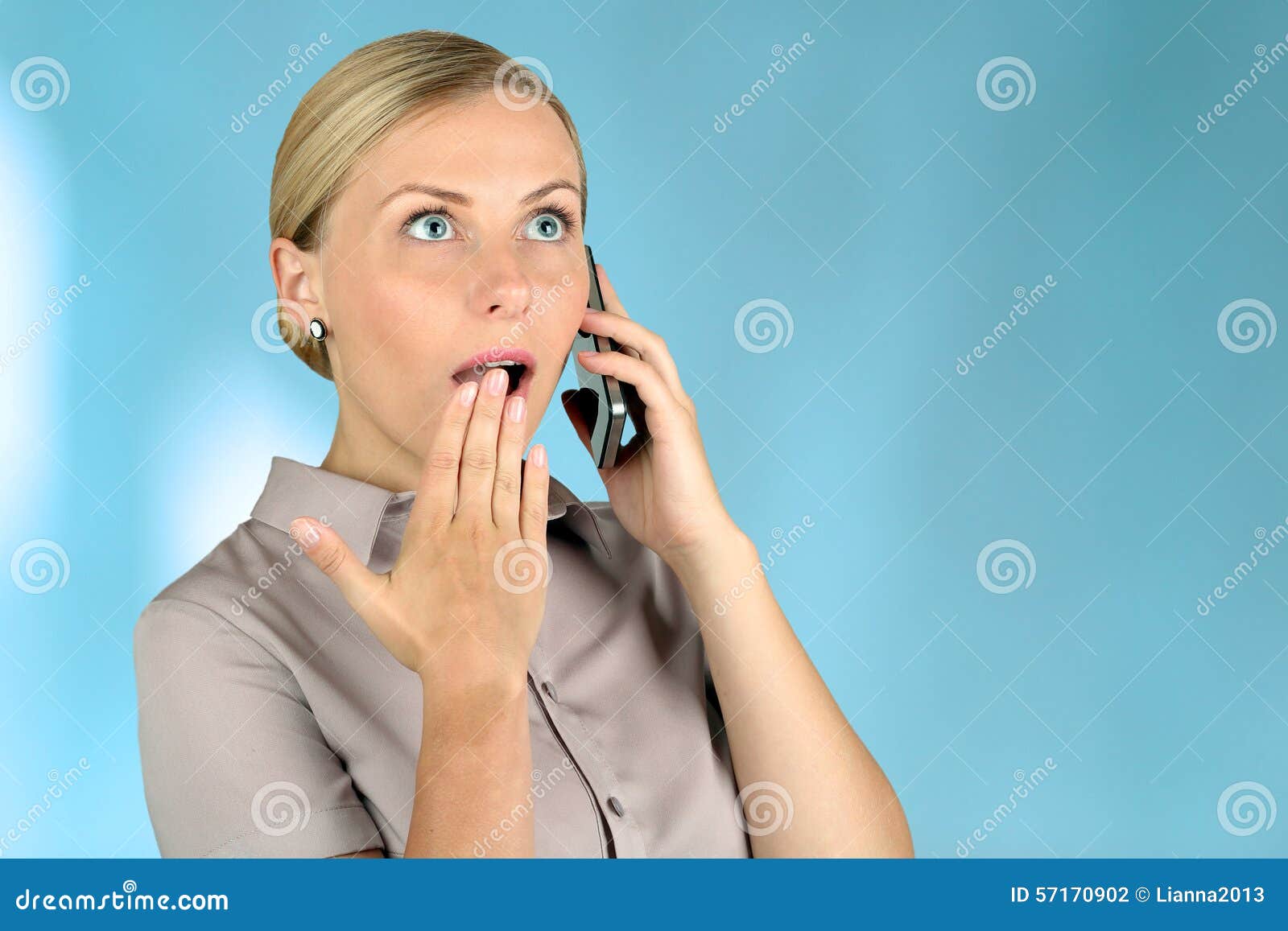Shocked Young Woman Talking on Cell Phone Stock Photo - Image of funny ...